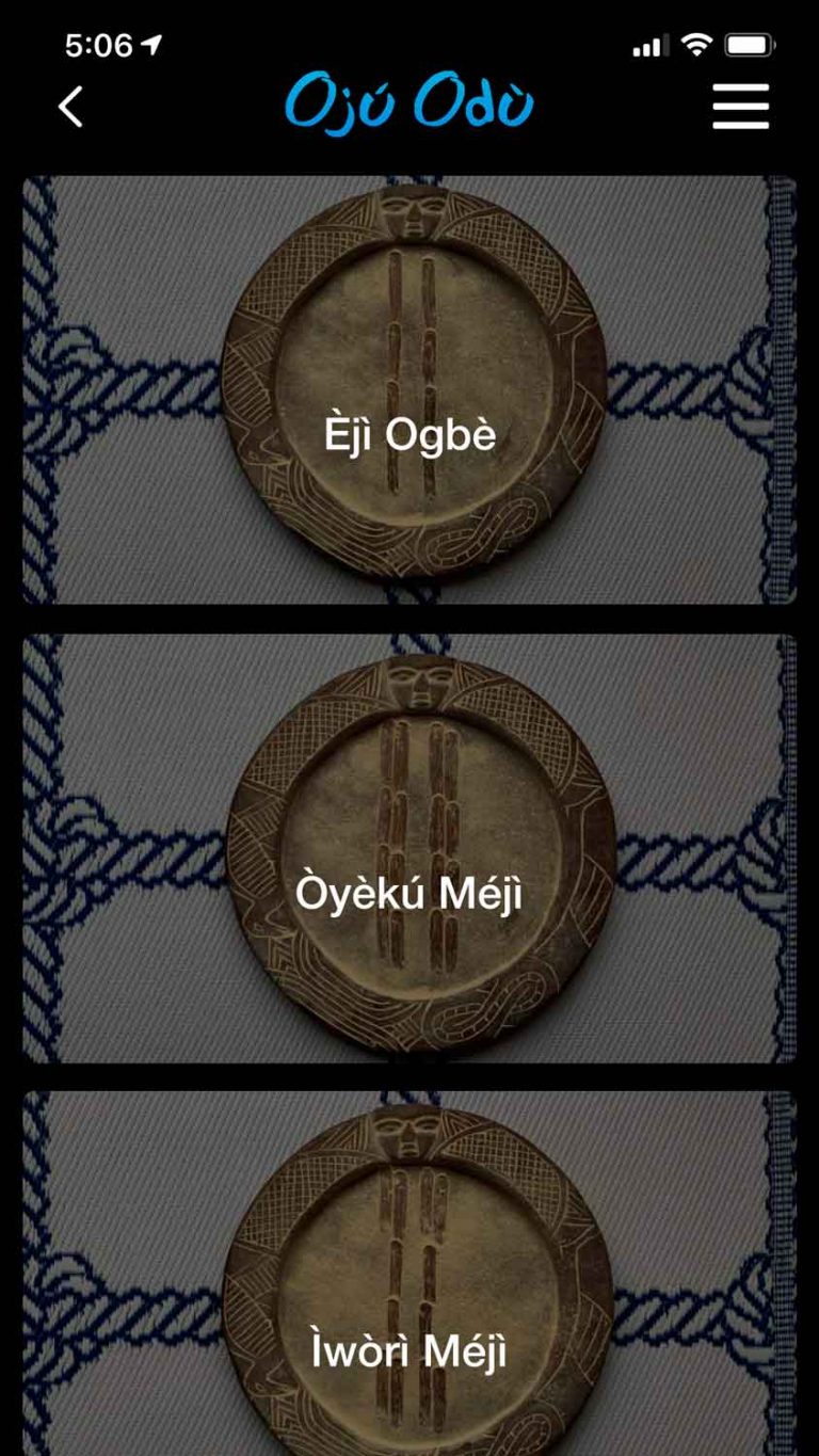 Ojú Odù, the app of the 16 main signs of Ifá - Ilé Awo